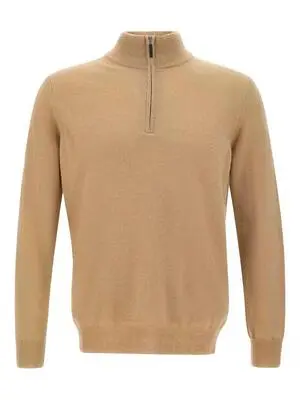 KANGRA Half-zip High-neck Wool Sweater - Neutrals