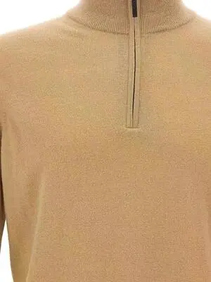 KANGRA Half-zip High-neck Wool Sweater - Neutrals