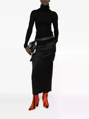 Rick Owens Frayed-hem Midi Skirt