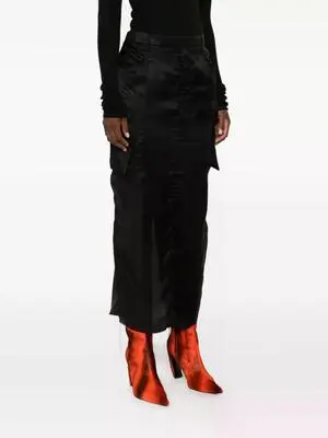 Rick Owens Frayed-hem Midi Skirt