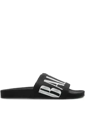 Balenciaga Logo-print Slides - Black