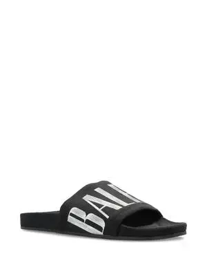 Balenciaga Logo-print Slides - Black