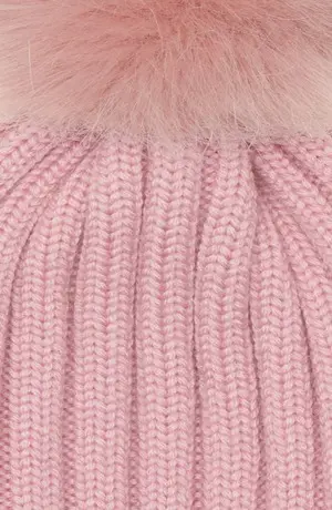 Moncler Virgin Wool Ribbed Beanie With Faux Fur Pom-pom - Smooth Rose