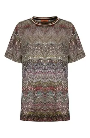 Missoni Loom Knit T-shirt With Zigzag Pattern And Sequins