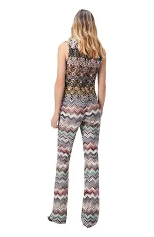 Missoni High-neck Top In Striped Embroidered Lace