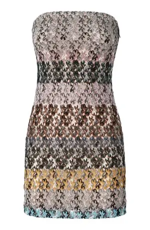 Missoni Striped Embroidered Lace Mini Dress
