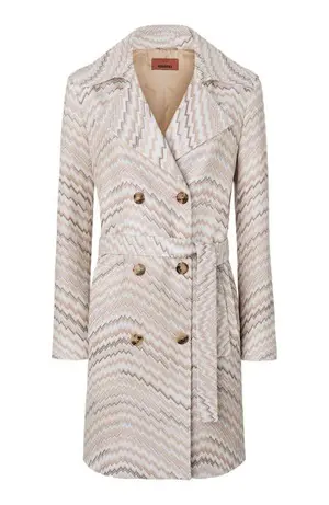 Missoni Wavy Zigzag Pattern Double-breasted Trench Coat