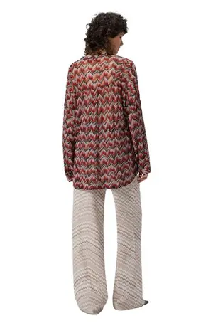 Missoni Oversized Blouse With Mandarin Collar And V-neck - Black & Red