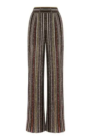 Missoni Long Pants In Herringbone Stripe Knit - Multicoloured Brown