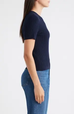 FRAME The Fine Cable Knit Top - Navy