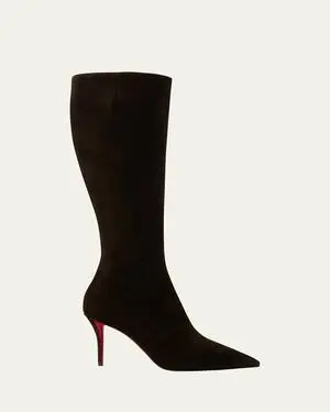 CHRISTIAN LOUBOUTIN 80mm Miss Z Knee-high Boots - Cafe
