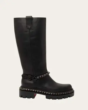 CHRISTIAN LOUBOUTIN Marinetta Pyraclou Leather Knee-high Boots - Black