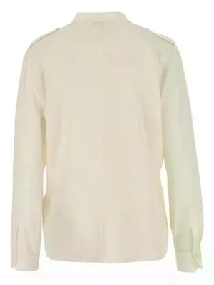 Chloé Mandarin-collar Silk Shirt - Neutrals