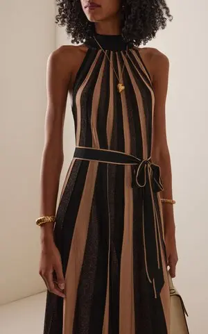 Zimmermann Hypnotic Metallic-striped Knit Midi Dress