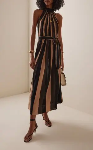 Zimmermann Hypnotic Metallic-striped Knit Midi Dress