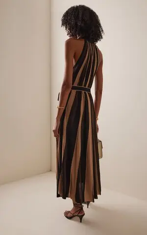 Zimmermann Hypnotic Metallic-striped Knit Midi Dress