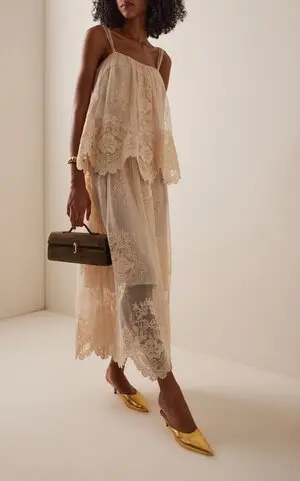 Zimmermann Hypnotic Tiered Lace Maxi Slip Dress