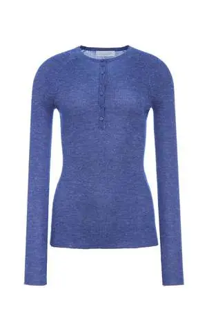 Gabriela Hearst Anges Knit Henley Cashmere Silk Hemp