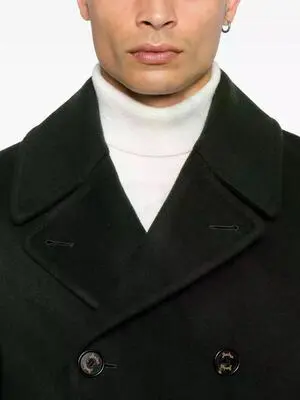 SEALUP Buttoned Double-breasted Pea Coat - Green