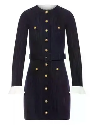 SELF-PORTRAIT Ribbed Knit Button-front Dress
