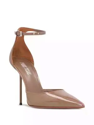 Paris Texas 105mm Lidia Ankle-strap Patent-leather Pumps - Neutrals