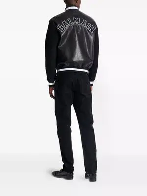 Balmain Varsity Leather Bomber Jacket