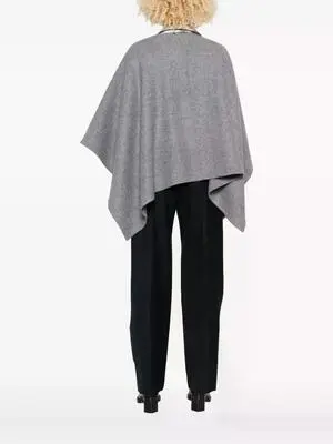 Max Mara Open-front Cape With Asymmetrical Hem - Grey