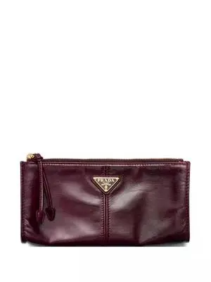 Prada Large Logo-plaque Leather Wallet - Red