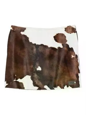 Moschino Cow-print Mini Skirt - Brown