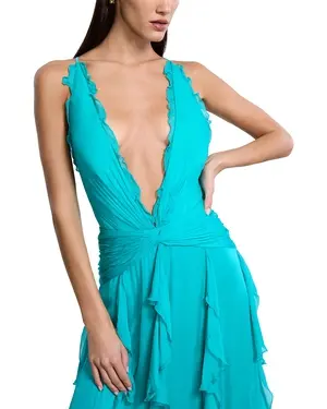 Bcbgmaxazria Ruffled Chiffon Gown