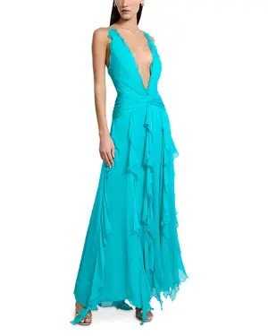 Bcbgmaxazria Ruffled Chiffon Gown