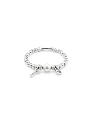 UNODE50 Sterling Plated Beaded Bracelet With Pearl - Silver