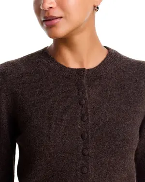 Aqua Crewneck Cardigan - Chocolate