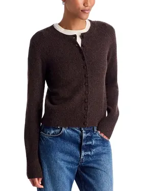 Aqua Crewneck Cardigan - Chocolate