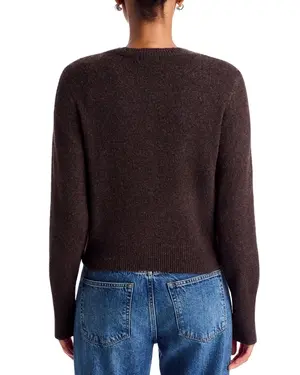 Aqua Crewneck Cardigan - Chocolate