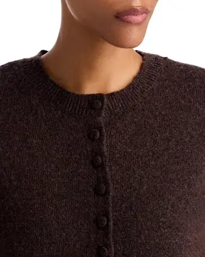 Aqua Crewneck Cardigan - Chocolate