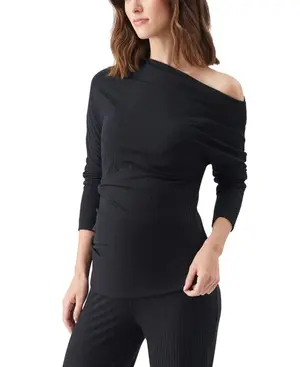 RIPE MATERNITY Off-shoulder Rib Top - Black