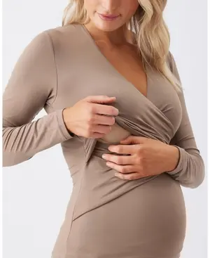 RIPE MATERNITY Luxe Knit Embrace Nursing Top - Mocha