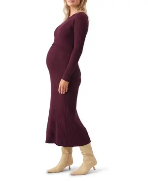 RIPE MATERNITY Eden Knit Nursing Dress - Maroon