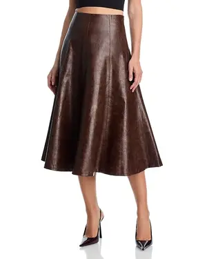 Faux Leather Midi Skirts