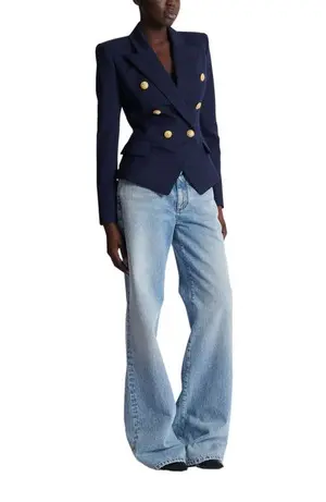 Balmain Fitted 6-button Wool Jacket - Navy