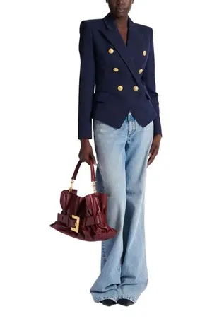 Balmain Fitted Wool 6-button Jacket - Navy