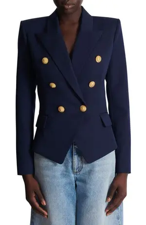 Balmain Fitted Wool 6-button Jacket - Navy