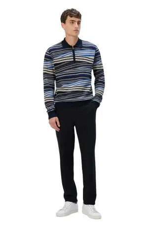 Missoni Long Sleeve Polo With Zip And Striped Zigzag Pattern - Blue