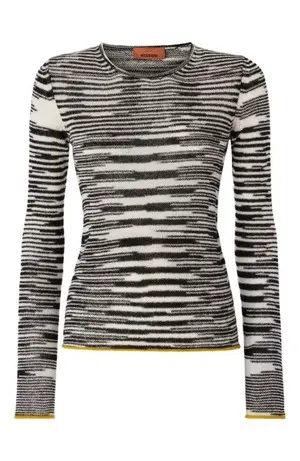 Missoni Crew Neck Sweater With Flame Pattern - Black & White