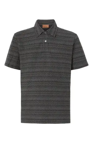 Missoni Short Sleeve Cotton Polo With Zigzag Pattern - Grey