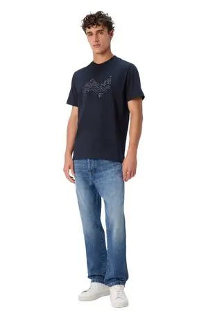 Missoni Short Sleeve T-shirt With Geometric Zigzag Insert And Logo - Blue