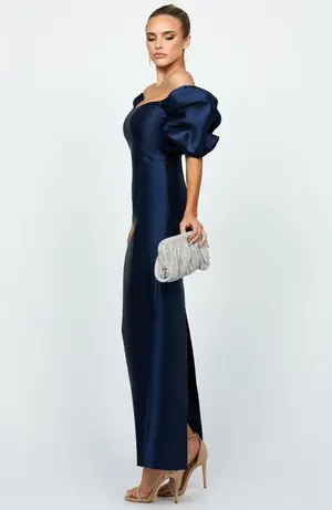 BARIANO Meredith Puff Sleeves Scooped Gown