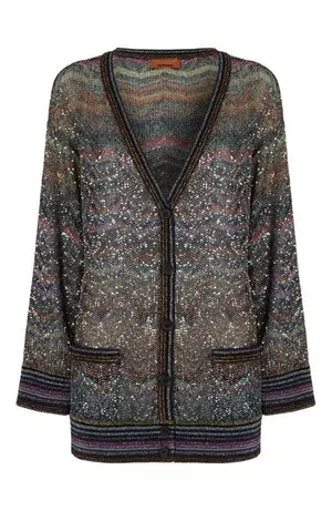 Missoni Oversized V-neck Cardigan With Zigzag Pattern