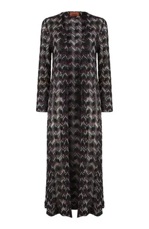 Missoni Long Cardigan In Embroidered Lace - Black & Purple